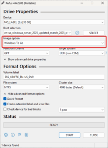 Create Bootable USB Drives for Windows Server 2025